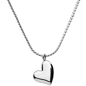 Jude Jewelers Stainless Steel Heart Shaped Classic Plain Statement Wedding Holiday Party Pendant Necklace (Silver)