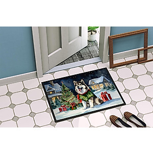Caroline's Treasures DAC2592MAT Alaskan Malamute Cozy Christmas Doormat Front Door Mat Indoor Outdoor Rugs for Entryway, Non Slip Washable Low Pile, 18H X 27W