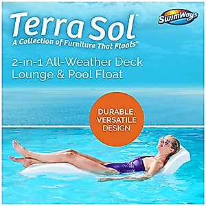 SwimWays Terra Sol Sonoma 2-in-1 Adult Pool Floats & Patio Lounge Chair, Durable Beach Chair & Outdoor Chaise Lounge, White