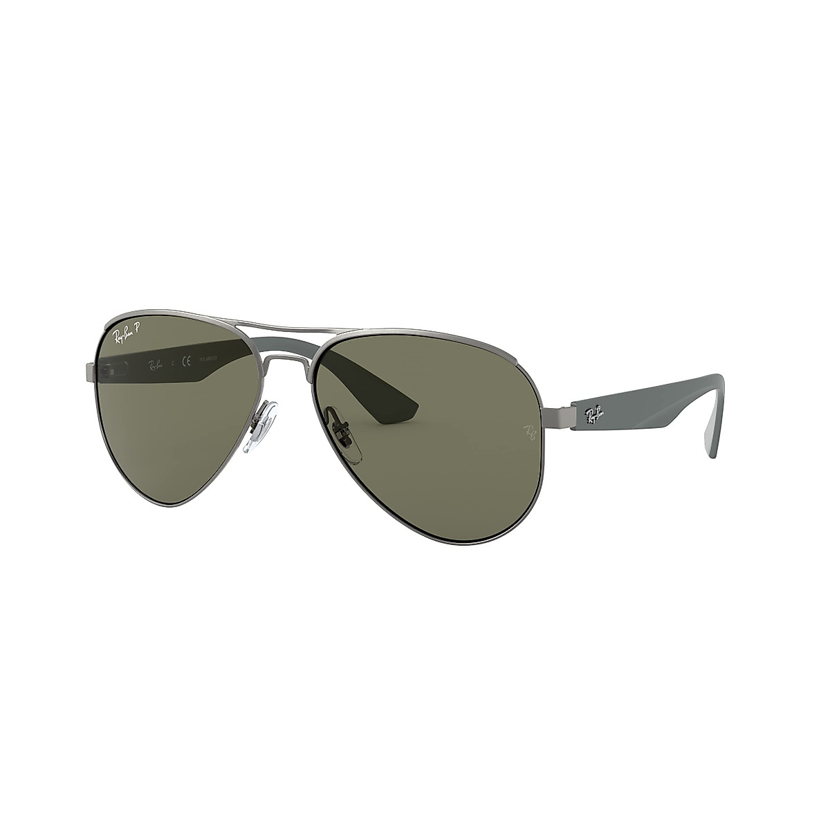 Ray-Ban Men's RB3523 Aviator Sunglasses, Matte Gunmetal/Polarized Green, 59 mm + 0