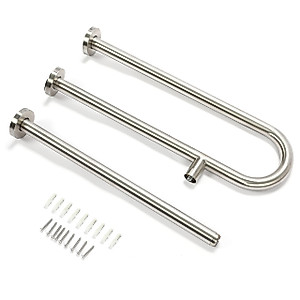 HECASA 24 Inch Handicap Grab Bars Rails 304 Stainless Steel Toilet Handrail Bathroom Safety Bar Wall Mount Floor Support Assist Bar for Disabled Elderly Mounted Bath Grips