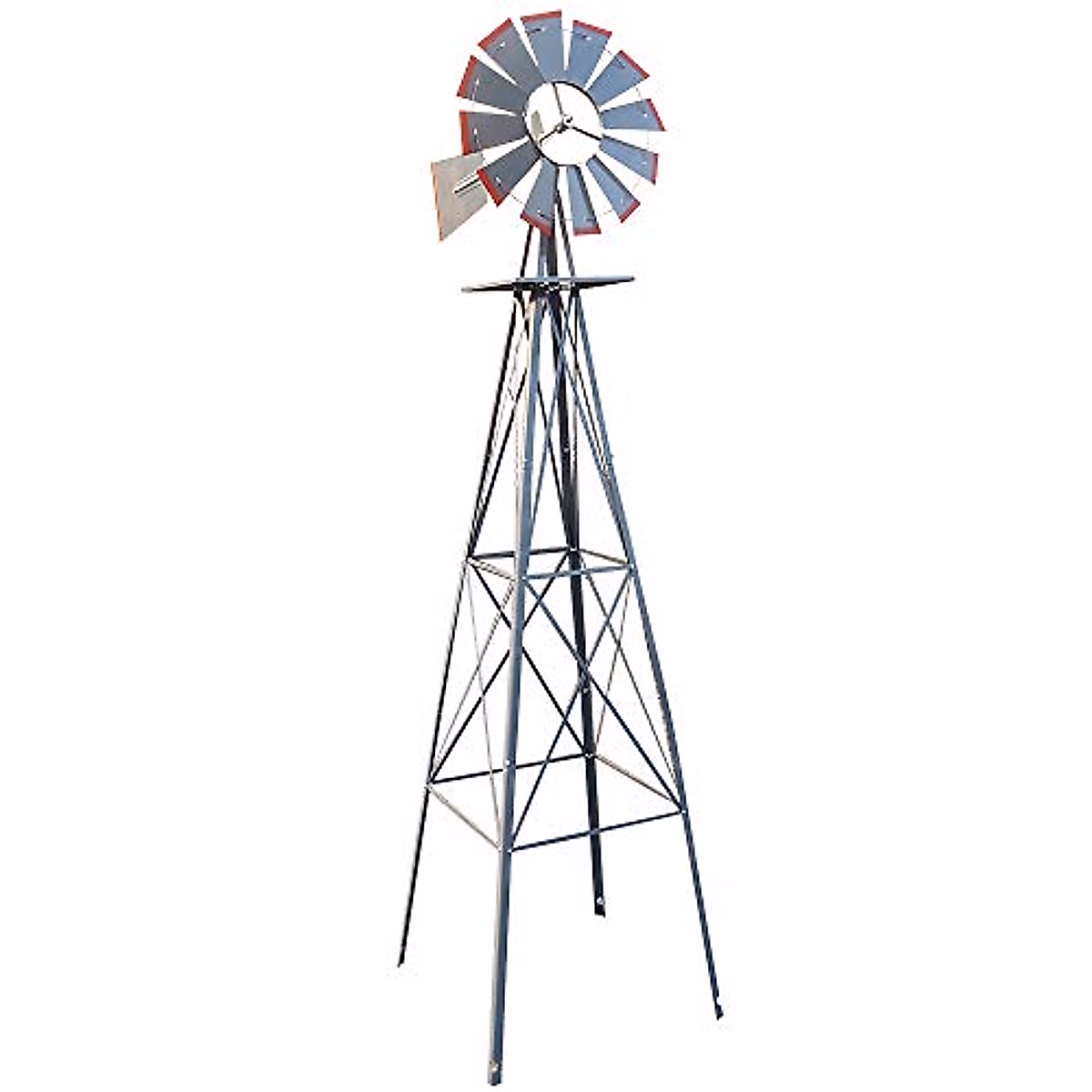 Outvita 8FT Ornamental Windmill, Heavy Duty Durable Metal Weather Vane Garden Decoration Weather Resistant for Garden, Yard, Farm, Seaside (8ft-Gray)