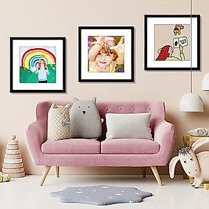 KZZLOL 20x20 Frame Black, Display Pictures 16x16 with Mat or 20x20 without Mat, Home Decor Wall Gallery Poster Picture Photo Frames-1PCS