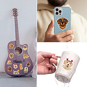 50Pcs Golden Retriever Stickers, Waterproof Vinyl Stickers Decals for Laptop Water Bottle Phone Luggage, Cute Cartoon Dog Stickers Pack