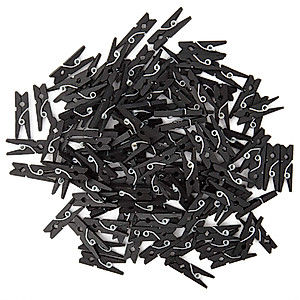 Juvale 100 Pack Wooden Mini Clothes Pins for Photos, 1 Inch Black Clips for Scrapbooking, Arts and Crafts