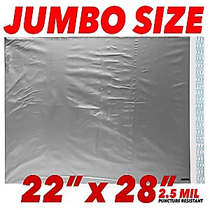 22x28 Jumbo Self-Seal Poly Mailer Bags 2.5 Mil (10 Pack Silver)