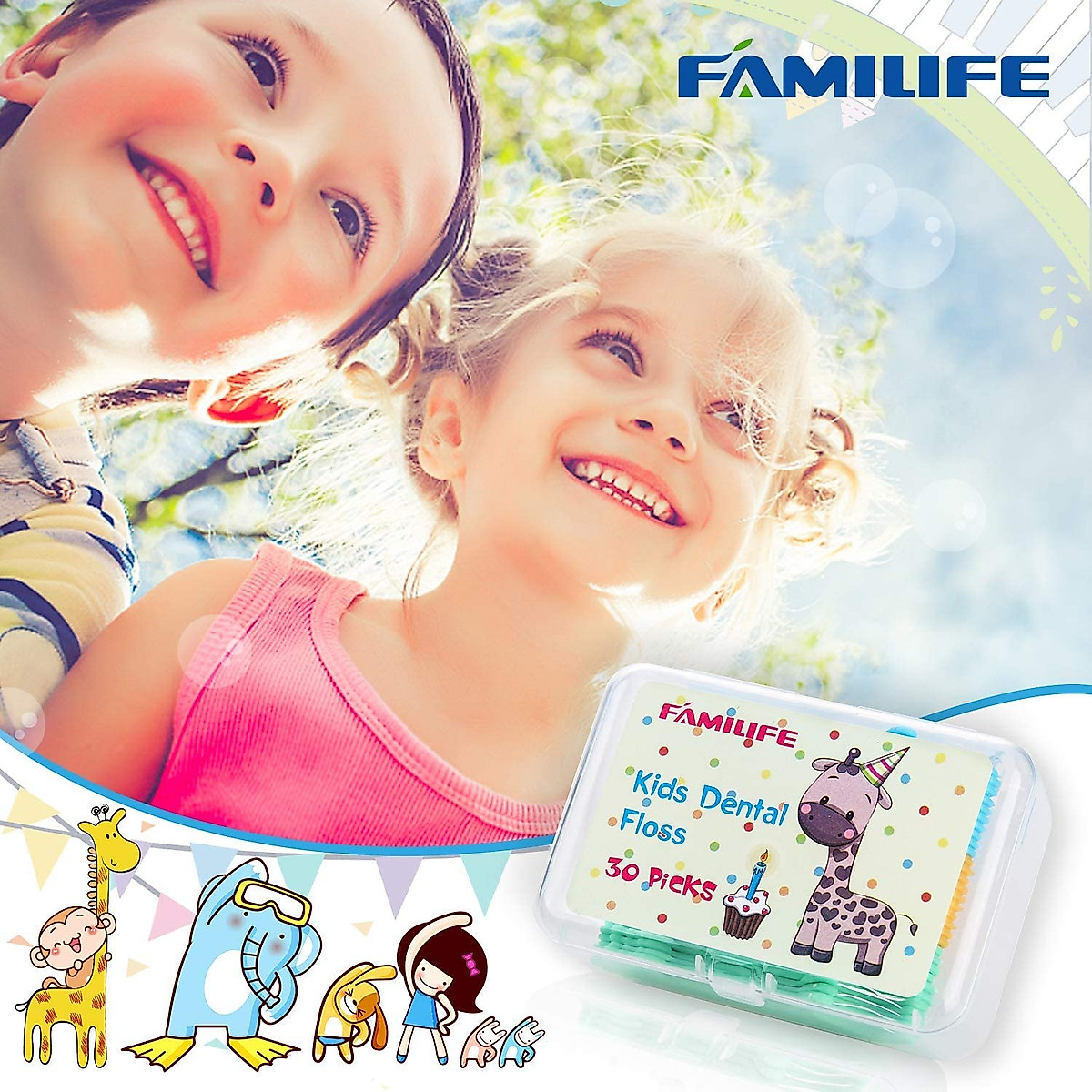 FAMILIFE Kids flossers Toddler Threaders Children Unwaxed Unflavored Fluoride Free Dental 404 Flossers Picks