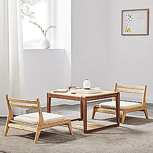 CENZEN Bamboo Floor Chair for Sitting on The Floor Unique Janpanese Meditation Chair Seat with Cushion for Living Room Balcony Chair Accent Furniture, Large