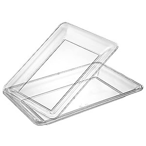 Plasticpro Plastic Serving Trays - Serving Platters Rectangle 10 X 14 Disposable Party Dish Crystal Clear Pack of 4