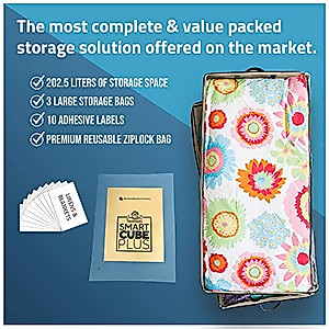 NestNeatly SmartCube Underbed Storage Bag 3 Large Under-the-Bed Storage Bins with Reinforced Handles Foldable Under-Bed Storage Bags and Containers