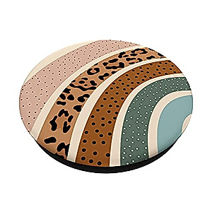 Boho Burnt Orange Half Rainbow Dotted Pattern Black Leopard PopSockets Swappable PopGrip