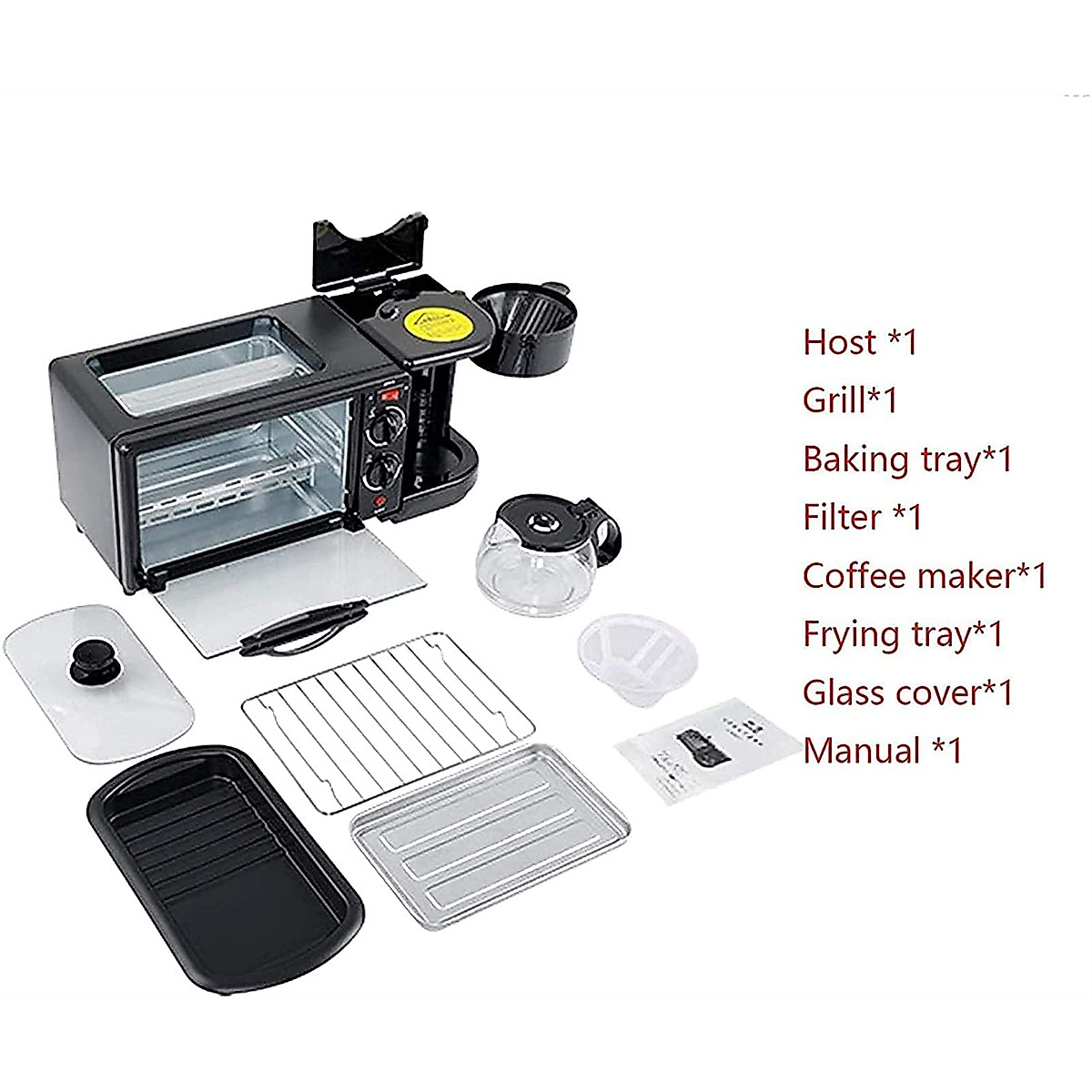 Tabletop Electric Oven Breakfast Machine Electric Baking Bakery Roast Oven Grill Multifunction Coffee Maker Pizza Oven Egg Omelette Frying Pan Toaster