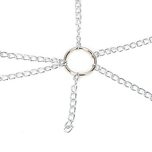 Women's Lingerie Chain Set Cross Enticing Tassel Body Link Harness Metal Chain Set Metallic