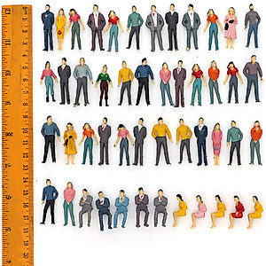 50pcs Building Model Trains Layout 1:50 Painted Figures O Scale Sitting and Standing People Assorted Pose