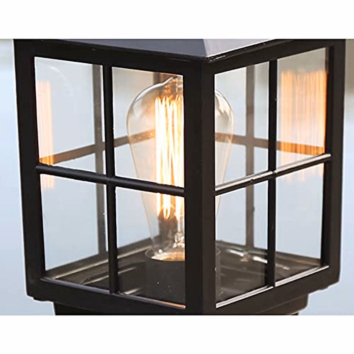 JSBDPHW European Style E27 Column Light Aluminum Pillar Lamp Outdoor Patio Fence Post Light Waterproof IP55 Glass Lampshade Villa Gate Base Landscape Light