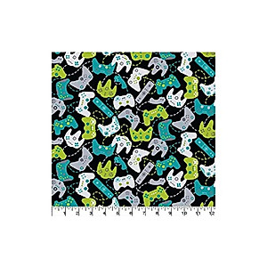 Emma & Mila 1 Yard Precut Cotton Fabric - Game On Controller 4 pc.