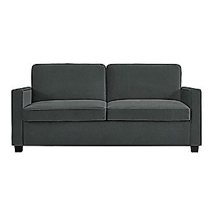 DHP Signature Sleep Casey Velvet Sofa with Memory Foam Mattress, Gray, Queen