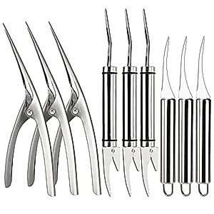 Lyellfe 9 Pieces Shrimp Deveiner Tool, Food-grade 18/8 Stainless Steel Shrimp Peeler, Multipurpose Shrimp Line Fish Maw Scale Knife, Great for Seafood Knives House Kitchen Tool