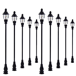 Evemodel LQS21 10PCS Model Railroad Train Lamp Posts Led 6.6cm or 2.6inch Street Light Lamps OO / HO Scale