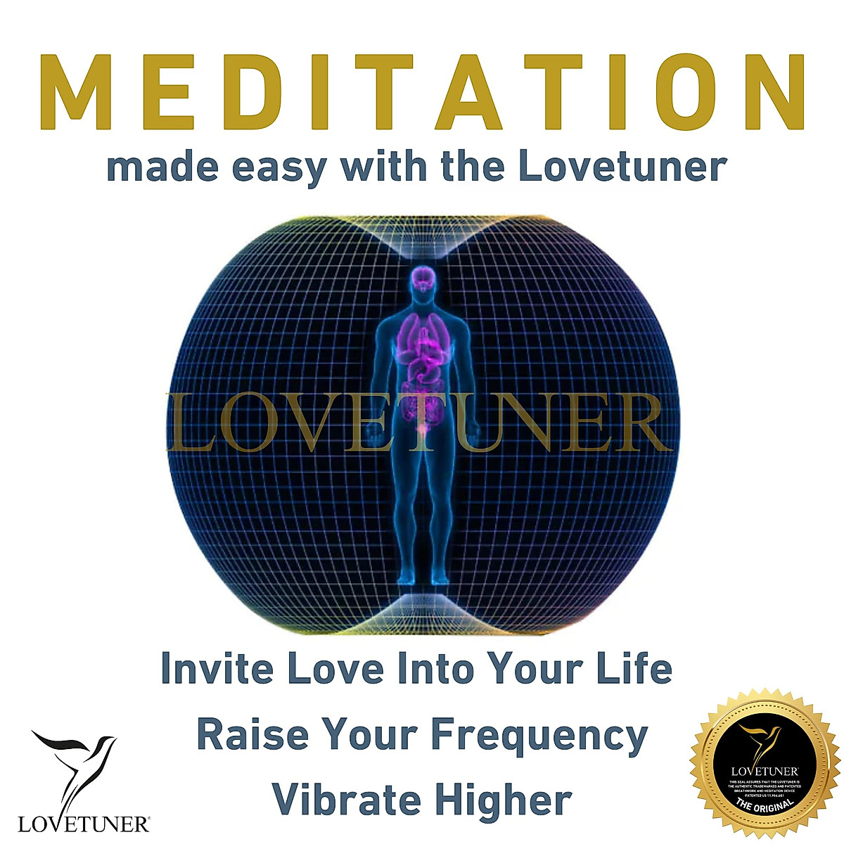 LOVETUNER Meditation Tuning Necklace 528 hz Frequency of Love | Mindfulness Device for Anxiety & Stress Relief (Waxed Cord Bronze)
