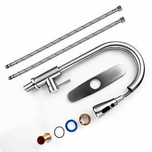 Stainless Steel 304 Kitchen Sink Faucet with Pull Down Spray Outdoor RV Kitchen Faucet Pull Out Extension Utility Farmhouse Faucets for Sink 1 Hole,Single Handle Rent Apartment Dorm Kitchen Faucet