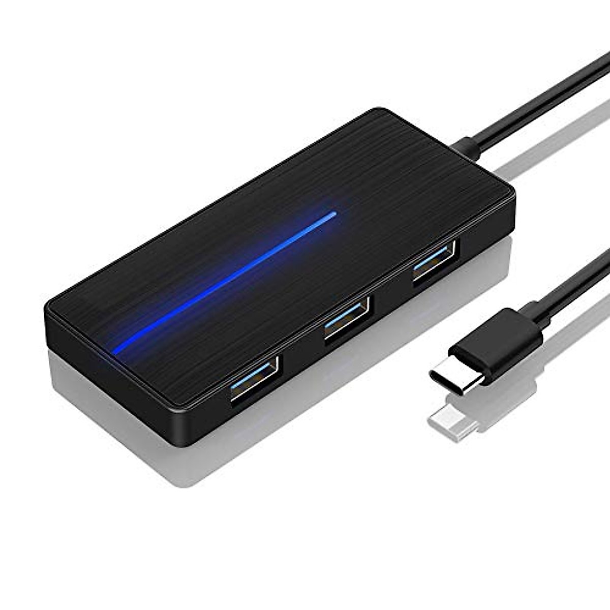 KOOTION 5-in-1 USB-C Hub with SD Card Reader USB C to USB 3.0 Hub, Ultra-Slim Type-C Hub USB 3.0 Adapter for SD Card/Micro SD Card with LED Light, 3 x USB 3.0 Port, Card Reader
