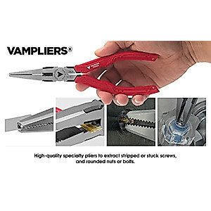 VAMPLIERS: 7.5" Long Nose High Carbon Steel Pliers with Screw Removing Jaws and Wire Cutter. Ideal for Removing Stuck, Stripped Screws & Fasteners in hard-to-reach spaces. Made in Japan: VT-001-7LN