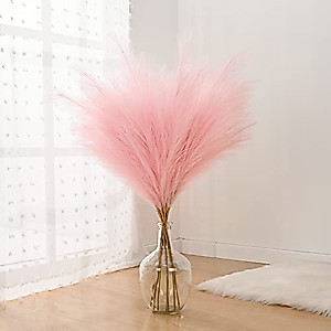 Alishomtll 8 Pcs Faux Pink Pampas Grass Decor Bulk,38'' Artificial Large Tall Fluffy Pompas Grass Floral for Floor Vase Fake Plants Boho Bouquet for Home Wall Fall Decor