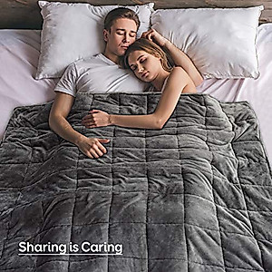 Sivio Weighted Blanket for Adult, 15 lbs Sherpa Heavy Blanket with Soft Flannel Reversible, Queen Size, Extra Warm Cozy Fluffy Weighted Blanket, 60x80 Inches Dual Sided Grey