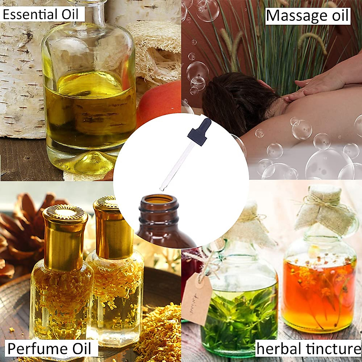 BPFY 12 Pack 4oz Glass Dropper Bottles for Essential Oil 120ml Amber Round Glass Boston Bottle With Black Glass Eye Dropper for Massage Oil, Perfume & Lab, Refillable Glass Bottle for Travel