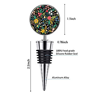 Wine Bottle Stoppers,Decorative Reusable Wine Stoppers Beverage Bottle Stopper Wine Corks Silicone Stainless Steel Wine Saver Plug For Gifts, Bar, Holiday Party, Wedding (Stoppers Bloom Flower 2pack)