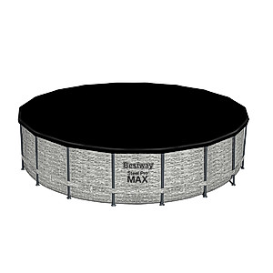 Bestway Steel Pro MAX 18’ x 48” Round Above Ground Pool Set | Frame Swmiming Pool Features Realistic Stone Print Liner | Includes 1500gal Filter Pump, 48" Ladder and 18' Pool Cover