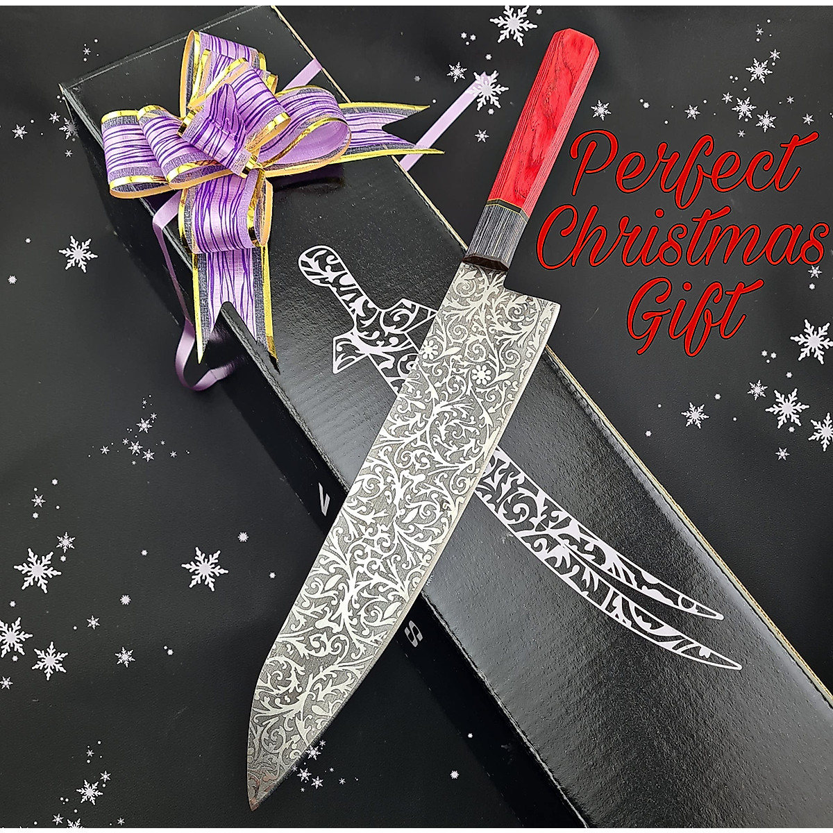 Vetus Japanese Knife Set | 12C27 High Stainless Steel Chef Knife Set | Professional Etched Kitchen Knives Set with Chef Bag/Knife Roll | Chef Knife Bag