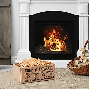 5 lbs Fatwood Fire Starter Sticks, 100% Natural Kindling Firewood Firestarter for Stoves, Pine Wood for Fireplaces, Campfires, Bonfires, Grill