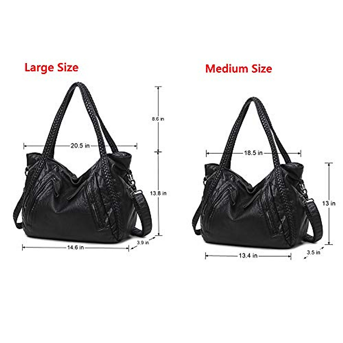 Large Slouchy Tote Bag Purse Soft Leather Hobo Bags for Women Braided Shoulder Bags Ladies Crossbody Bags Oversized Top Handle Handbags (Medium)