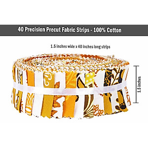 Soimoi 40Pcs Paisleys Print Precut Fabrics Strips Roll Up 1.5 inches Cotton Jelly Rolls for Quilting - Orange