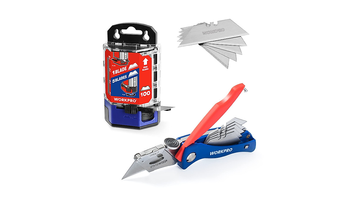 WORKPRO Folding Utility Knife & 100 Utility Blades