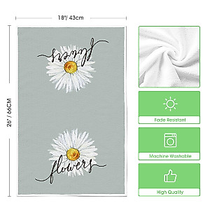 Artoid Mode Daisy Stripes Sunshine Blessed Bloom Summer Kitchen Towels Dish Towels, 18x26 Inch Seasonal Decoration Hand Towels Set of 4