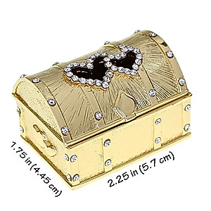 Wedding Unity Coin Set - Arras de Boda - Double Heart Box with Decorative Rhinestone Crystals 68 (Gold)