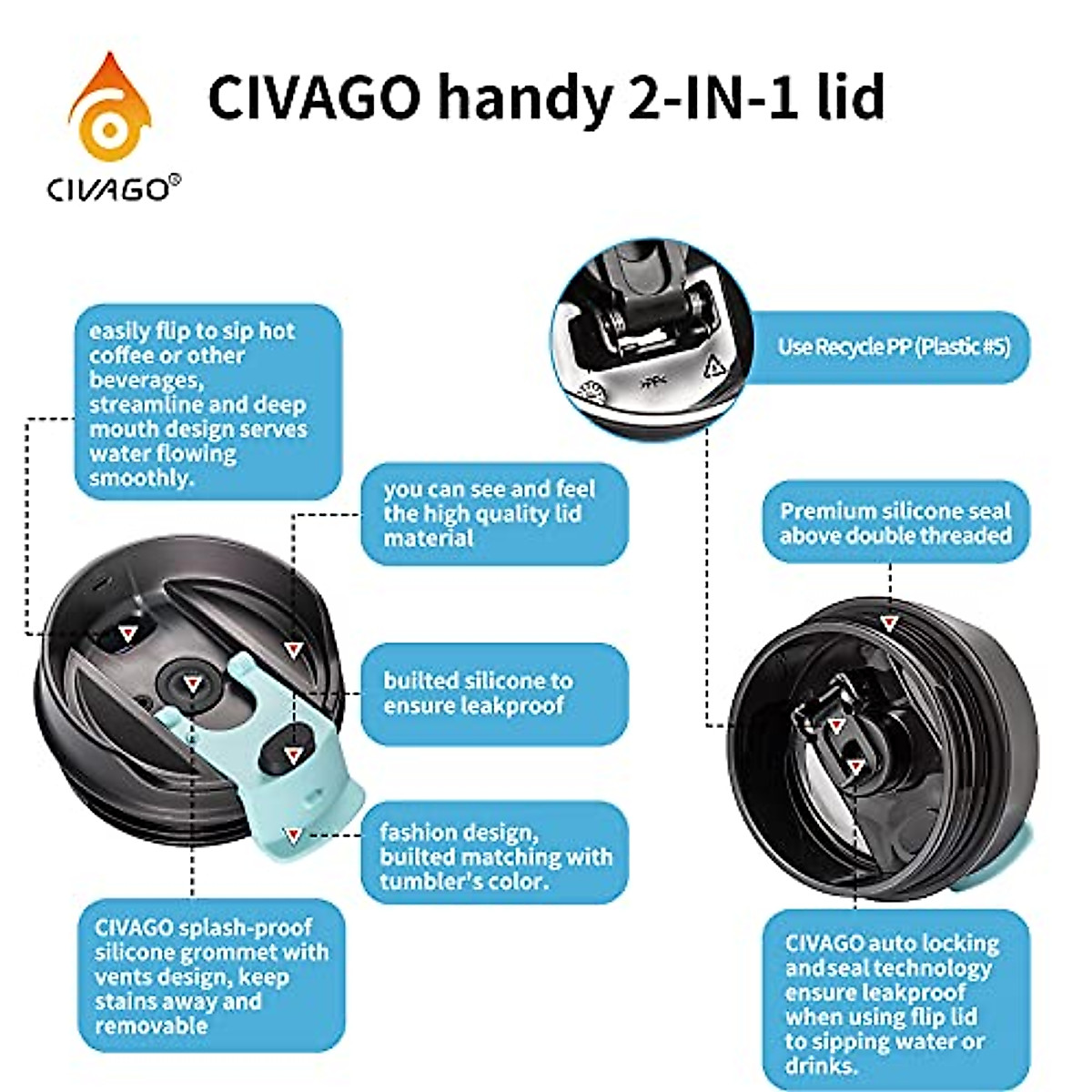 CIVAGO 30 oz Insulated Tumbler with Straw and Lid, Stainless Steel Travel Coffee Mug Cup, Double Wall Vacuum Water Bottle, Black Leopard