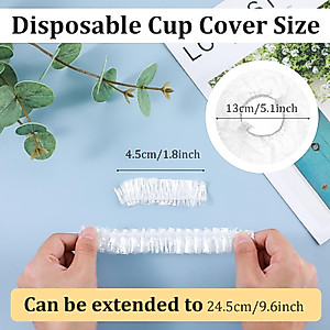 100 Pcs Scrunchie Drink Covers, Bulk Disposable Plastic Covers, Cups Covers for Drinks Protection Covers, Drink Covers for Alcohol Protection for Bar Club Adult Drink Beverage Stretchable (Clear)