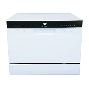 SPT SD-2224DW ENERGY STAR Compact Countertop Dishwasher with Delay Start - Portable Dishwasher with Stainless Steel Interior and 6 Place Settings Rack Silverware Basket for Apartment Office And Home Kitchen, White