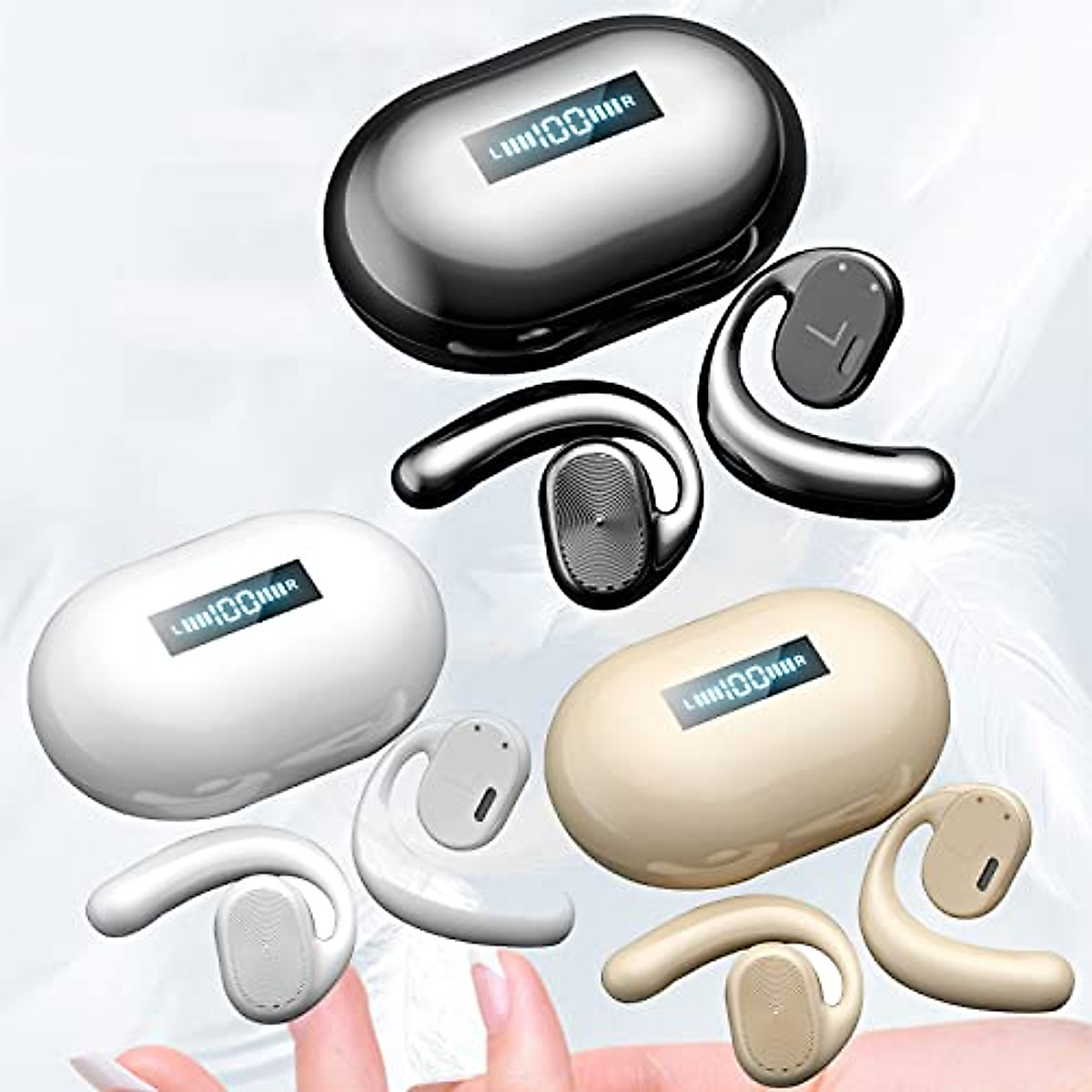 pstuiky Over-Ear High-Fidelity Stereo Sound Quality Digital Display Wireless Bluetooth 5.3 Headset Intelligent Noise Reduction, Waterproof Hd Call Headphone for Sports Office (Black)