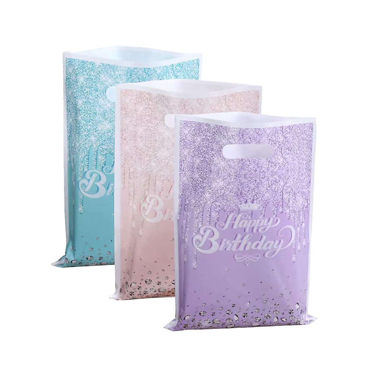 30 Packs Cute Party Gift Bags 10pcs Teal，10pcs pink，10pcs Purple Silver Masonry candy bags birthday party supplies children's candy bags children's party supplies Happy Birthday theme party supplies