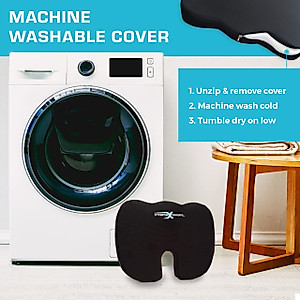 Xtreme Comforts Desk Chair Cushions for Back Support and Tailbone Relief - Memory Foam Coccyx Seat Cushion w/ Handle & Bag for Home Office or Travel - Original (Grey)