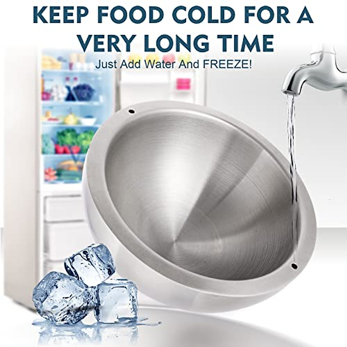 Dip Chiller Bowl - LARGE 30oz - Durable Stainless Steel - Ice COLD & Boiling HOT - Ice Chilled Serving Cooler Set For Beverages, Party, Bar, Salsa, Salad, Food (Stainless Steel 1-Pack, 75oz)