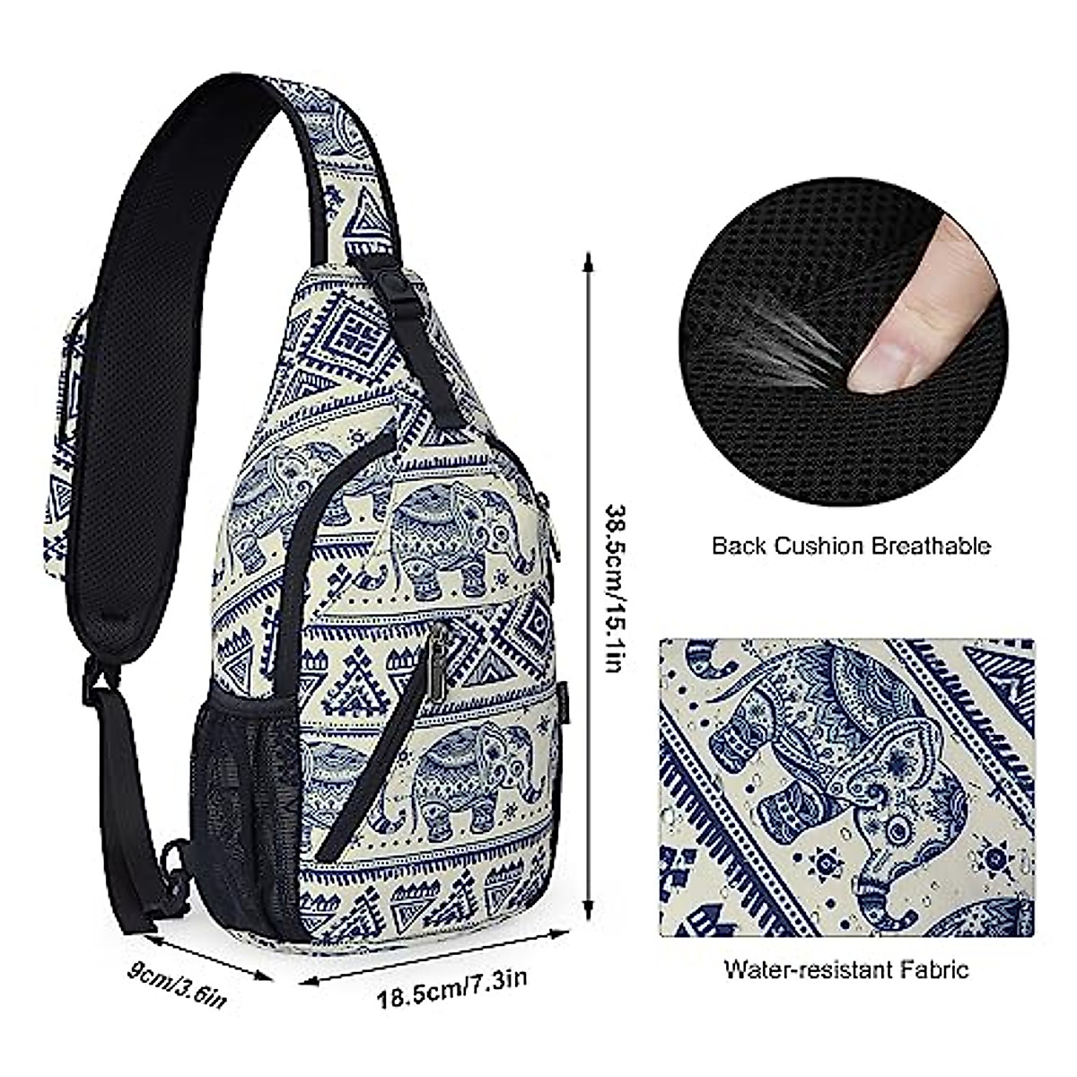 N NEVO RHINO Sling Backpack Multipurpose Crossbody Bag Sling Bag Daypack for Travel Hiking Sports (Lucky Elephant6)