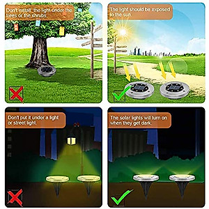 Solar Ground Lights, Upgraded Outdoor Garden Waterproof Bright in-Ground Lights for Lawn Pathway Yard Driveway, Producing More Light with 8 LED (Warm White)