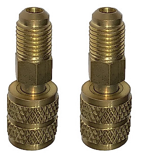 Honsysteck R410A Mini Split System Charging Vacuum Port R410 Adapter Swivel Type, 5/16 Female, 1/4 Male SAE (2)