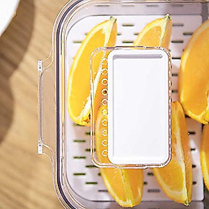 SANNO Vegetable Fruit Storage Containers, Produce Saver Containers Refrigerator Storage Containers Fresh Produce Saver with Lids and Vents,Stackable Salad Lettuce Keeper for Refrigerator